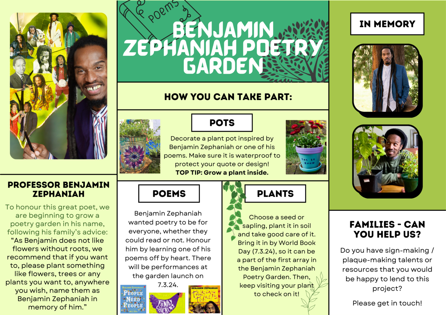 WBD – Benjamin Zephaniah Poetry Garden | William Patten Primary School